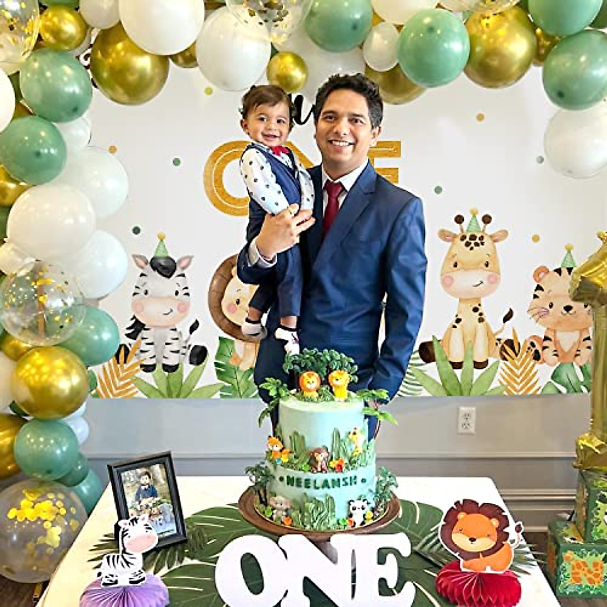 Wild One Backdrop Banner Birthday Decorations for Boys,Large Size 3 x 5Ft Jungle Safari Cute Animals 1st First Party Supplies