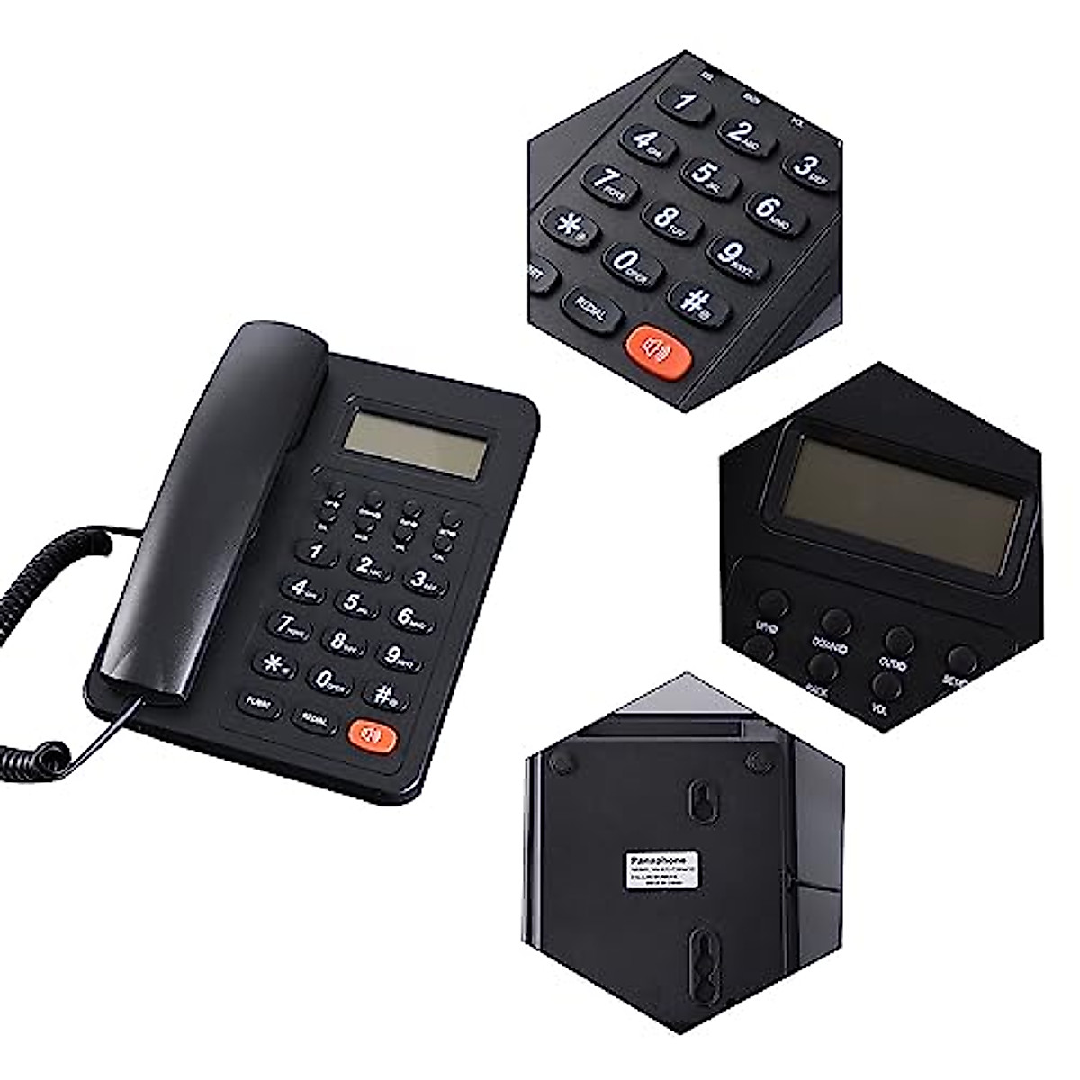 Corded Landline Phone Big Button Household Hotel Business Desktop Landline Telephone with LCD Display KX-T2016 Landline Phone Standard Phone Telephones Landline Corded with Answering Machine