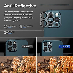 TOCOL 2+2 Pack Compatible for iPhone 12 Pro Max, Not for iPhone 12 Pro 2 Pack Privacy Tempered Glass Screen Protector and 2 Pack Tempered Glass Camera Lens Protector Bubble Free Case Friendly - Black