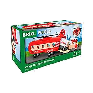 BRIO World 33886 - Cargo Helicopter - Premium Wooden Train Toy | Safe and Durable | Compatible with All Sets | Fun for Toddlers and Kids | Includes Figure and Accessories
