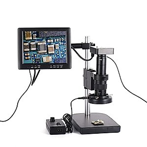 HAYEAR Full Set 34MP 21MP 1080P 60FPS 2K HD HDMI USB C-Mount Electronic Industry Microscope Camera Digital Magnifier for PCB Repair + 180X C-Mount Lens+8" HD LCD Monitor + 60 LED Illumination Light