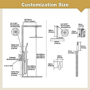 Shower System, HotQing 12 Inches High Pressure Shower Head with Rain Handheld Combo Set, Ceiling Mounted Dual Shower Head System, Bathroom Shower Faucet Set Rough-in Valve Body and Trim Brushed Gold