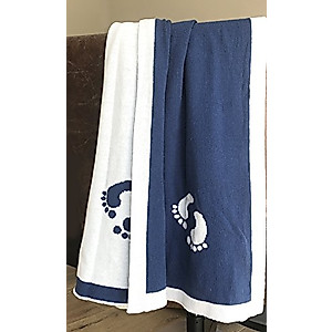 Vogue 100% Cotton Knit Footprint Baby Blanket 30"x40" (French Blue) New for 2021 Spring & Summer