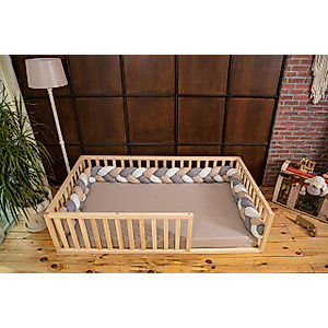 Montessori Floor Bed Small Size 52x27,5"/ Height 18.90'' | Pine Tree Toddler Bed Frame, Wood Bed Frame | Gift For Kids Room Decor (Small)