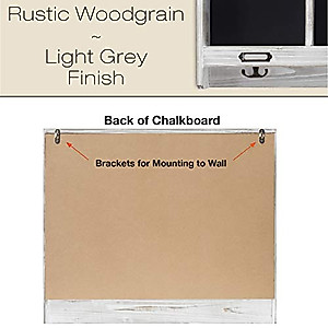 EXCELLO GLOBAL PRODUCTS Grey Wooden Wall Mounted Hanging Coatrack Shelf with Chalkboard 20"x24" - GPP-0027