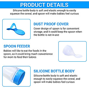 Baby Food Feeder Silicone Squeeze Feeding Spoons - Safe and Convenient Feeding Solutions for Boys, Girls, Kids, and Toddlers -Blue