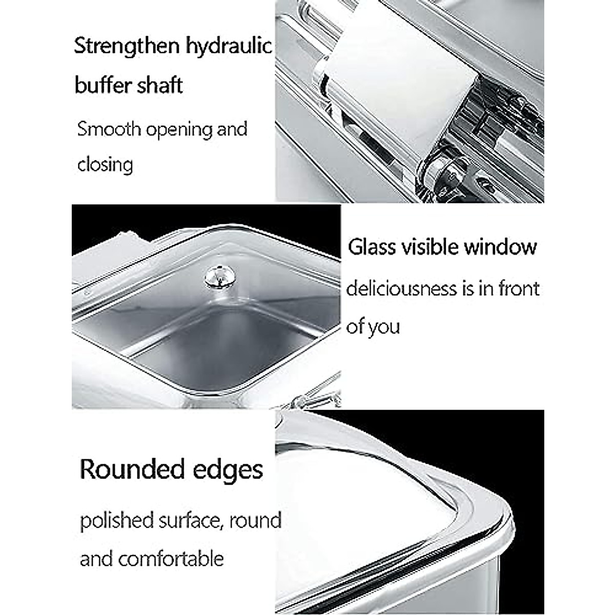 Chafing Dishes Chafing Dish Buffet Set, Food Warmers Server Warming Tray Round Rectangular Chafers, Stainless Steel Square Chafer, Round Food Warmer Chafing For Catering Warmer Chafer Set, Energy Effi