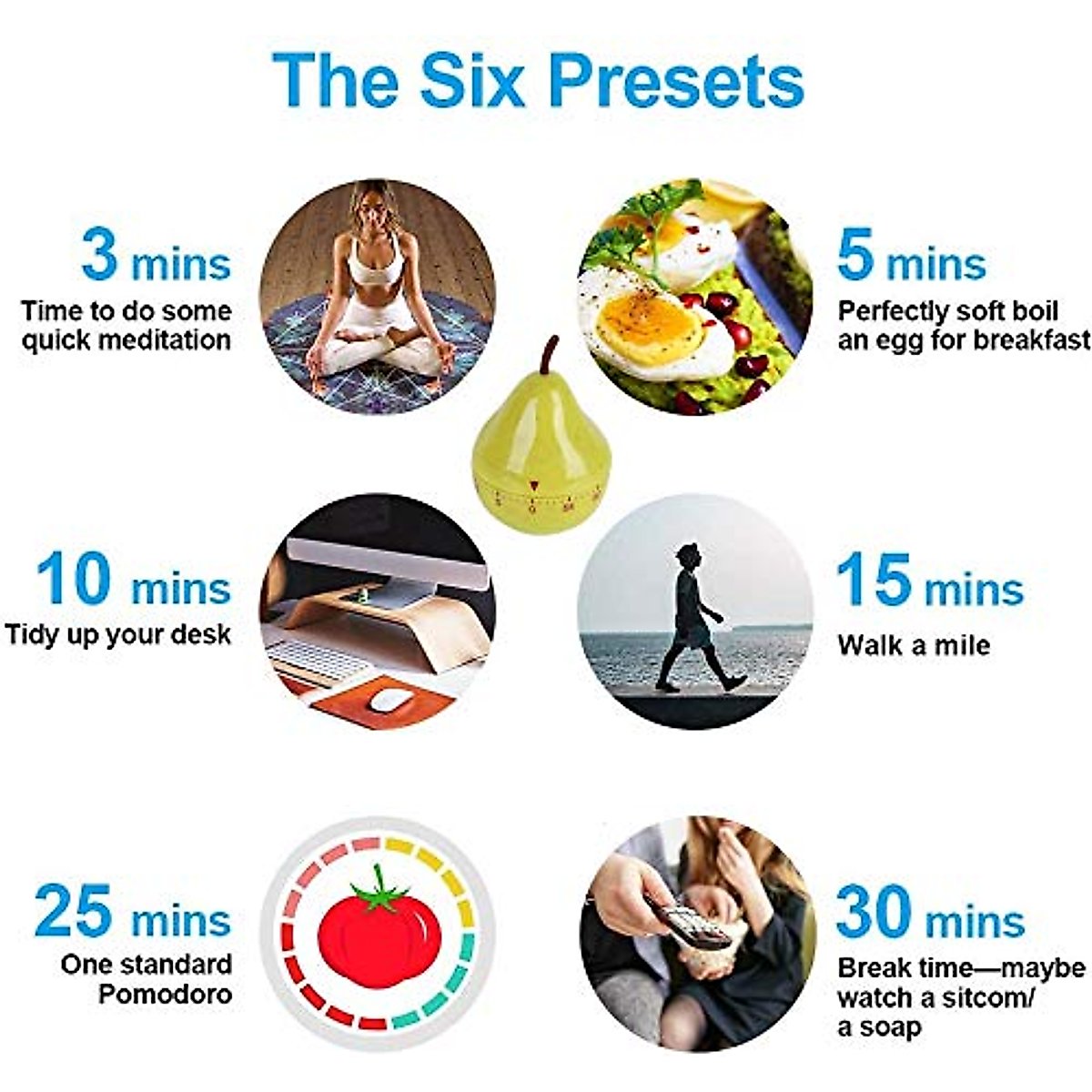 Cartoon Timer, Pear Shaped Kitchen Timer, Mini Cute 60mins Mechanical Manual Kitchen Timer Cooking Timer, Countdown Timer