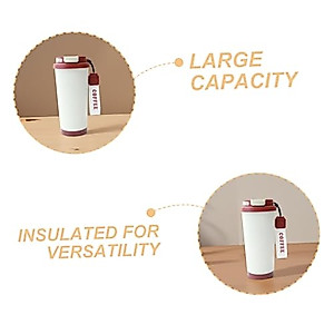 LABRIMP Sulated Stainless Steel Travel Cup Double-walled Straw Flip Lid Men's Women's Tumbler for Hot Tea Cold Iced Coffee Vacuum Insulated