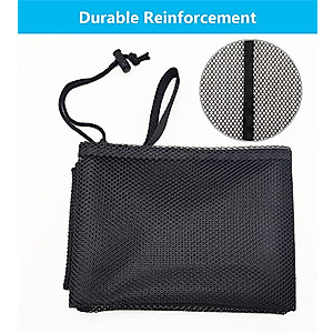 Large Mesh Laundry Bag with Straps and Zipper Pockets, Heavy Duty Mesh Drawstring Bag Foldable, Factories, College, Dorm, Travel and Apartment (24" x 36" | Black)