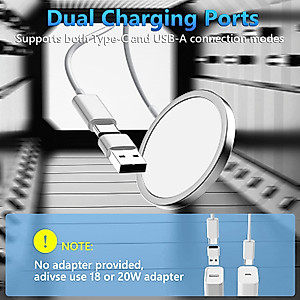 Magnetic Wireless Charger for iPhone/AirPods, 15W Fast Wireless Charger with 1 x USB C to USB Adapter Compatible with Mag-Safe Charger iPhone 15/15 Pro/15 Plus/15 Pro Max/14/14Pro/14 Pro Max/13/12