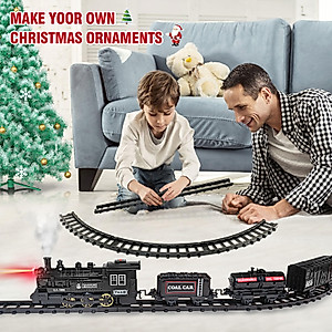 Train Set - Electric Train Toy Gift for Boys Girls,with Railway Kits,Steam Locomotive,Transport Vehicle &Tracks, Light,Smokes & Sound,Christmas Train Gifts for 3 4 5 6 7 8+ Year Old Kids