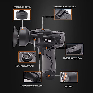 SPTA 12V Cordless Car Rotary Polisher Tool Sets, Dual Action Polisher Cordless Drill Variable Speed Buffer, 2000mAh Li-ion Battery with Fast Charger and Polishing Pads for Car Detailing and Polishing