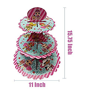3 Tier Surprise Cardboard Cupcake Stand Dessert Cupcake Holder for Kids Birthday Party, Baby Shower, Gender Reveal Party, Surprise Themed Party