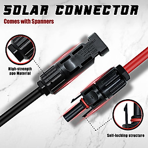 Feotech 7 Pairs Solar Connector Solar Connectors Solar Male & Female Solar Panel Cable Connectors with 2Pcs Spanners IP67 Waterproof