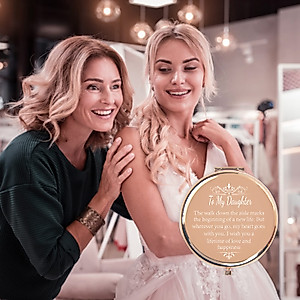 REHALY Daughter Wedding Gift from Mom Dad, Bride Gifts for Wedding Day, Unique Wedding Keepsake Gifts for Daughter from Mom on Wedding Day, Rose Gold Compact Mirror for Her