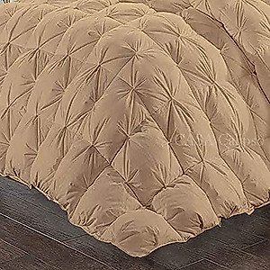 1 Pc Pinch Pleated Comforter with 2 Pillow Shams 100% Cotton 400 GSM Ultra Soft, Fluffy, Lightweight Comforter for All Season Twin/Twin XL Size Taupe 3 PC-Pinch Pleat Comforter Set