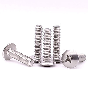 #10-24 x 3/4" (50 Pack) Phillips Truss Head Machine Screws for Cabinet Drawer Knob Pull Handle, Stainless Steel 304 (18-8), Truss Head Bolts, Phillips Drive, Bright Finish