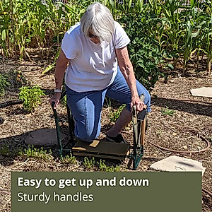 Truly Garden Upgraded Foldable Garden Kneeler and Seat - Includes Cultivator Hoe Garden Tool and Two Tool Pouches. Lightweight and Heavy Duty with Comfortable EVA Foam Pad
