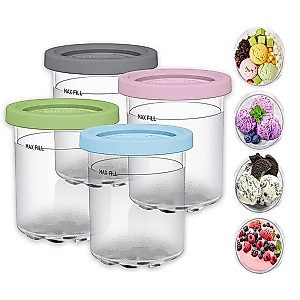 Jourxeon Ice Cream Containers for Cinja creami, Compatible with Ninja Ice Cream Maker NC301 NC300 NC299AMZ Series, Creami Pints and Lids for Ninja - 4 Pack, Creami Pint Containers