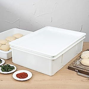 LID ONLY: Lid For Proofing Box, 1 Rectangle Lid For Dough Box - Stackable, Dishwashable, White Plastic Lid For Pizza Dough Box, Durable, Proofing Box Sold Separately - Restaurantware
