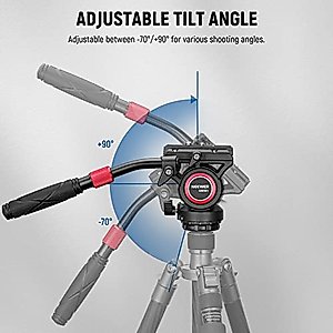 NEEWER Video Tripod Fluid Head with Quick Release Plate Compatible with Manfrotto, Telescopic Handle & Panorama Scaled Base (⌀55mm), Max Load 13.2lb/6kg, Heavy Duty for DSLR Video Cameras, GM001