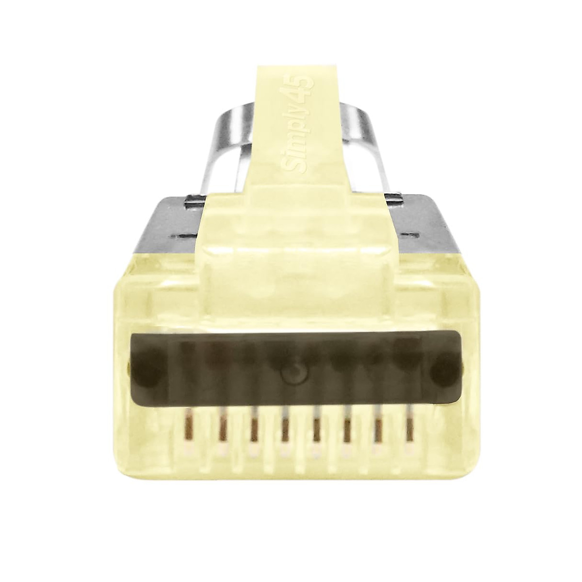 Simply45 ProSeries Pass-Through RJ45 Mod Plug - Shielded External Ground for 23AWG Solid, FPE Insulated 10G STP LAN Cables (Cat7a/7/6a) - Yellow, 50-Piece Jar - S45-1755P