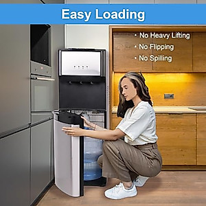 Bottom Loading Water Cooler, Hot, Cold & Room Water Dispenser with 3 Temperature Spouts, Safety Child Lock, ETL Listed, Holds 5 Gallon Bottles, Stainless Steel Water Cooler for Home Office Dorm
