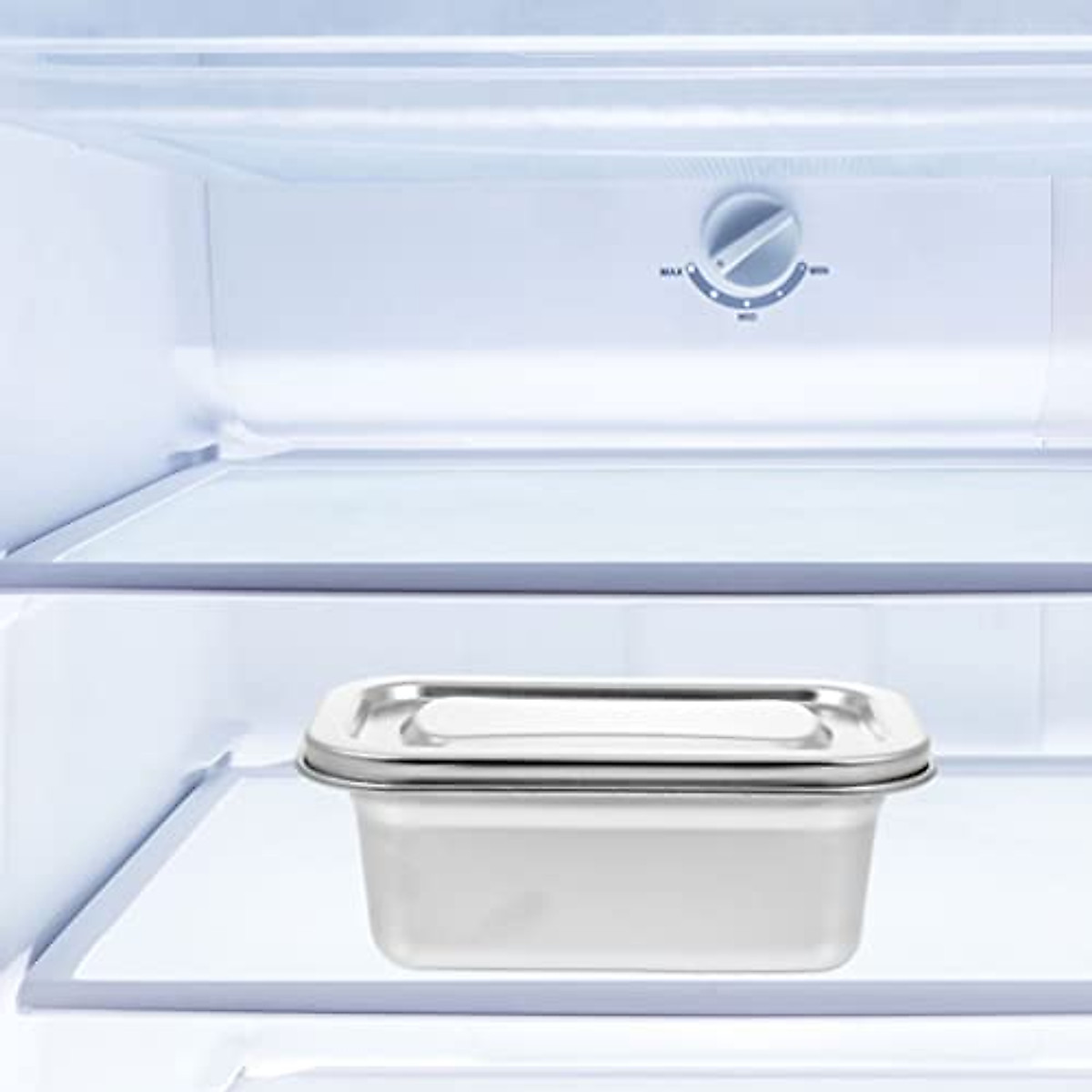 Hemoton Reusable Ice Cream Storage Containers with Lids Stainless Steel Food Keeper Freezer Box Insulated Ice Cream Tub for Refrigerator Home Made Ice Cream