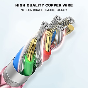 finekeep iPhone Charger Cord 3 FT, MFi Certified iPhone Charger Cable Short Lightning Cable 90 Degree Fast Data Cable Nylon Charging & Syncing Cord for iPad/iPhone13/12/11/XR/XS/Max/X(Pink), 3FT