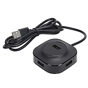USB Hub, 4 USB2.0 Ports Adapter Charger, Ultra Slim Data Splitter PVC, 1.2 Meter / 3.9ft, Plug and Play, for Flash Hard Disk Keyboard 2.0