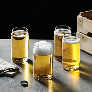 Hyperspace 16 OZ Can Tumbler Glasses, Can Beer Glasses, Drinking Glasses 12Pcs Set with Straws, Ideal for Beer, Iced Coffee/Tea, Juice, Cocktail, Whiskey - BPA Free