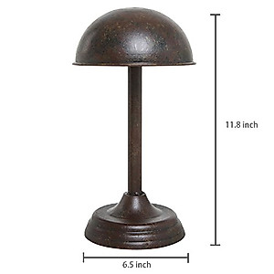 MyGift Dome Shape Metal Hat Stand - Antique Style Tabletop Cap and Wig Display Rack, Brown