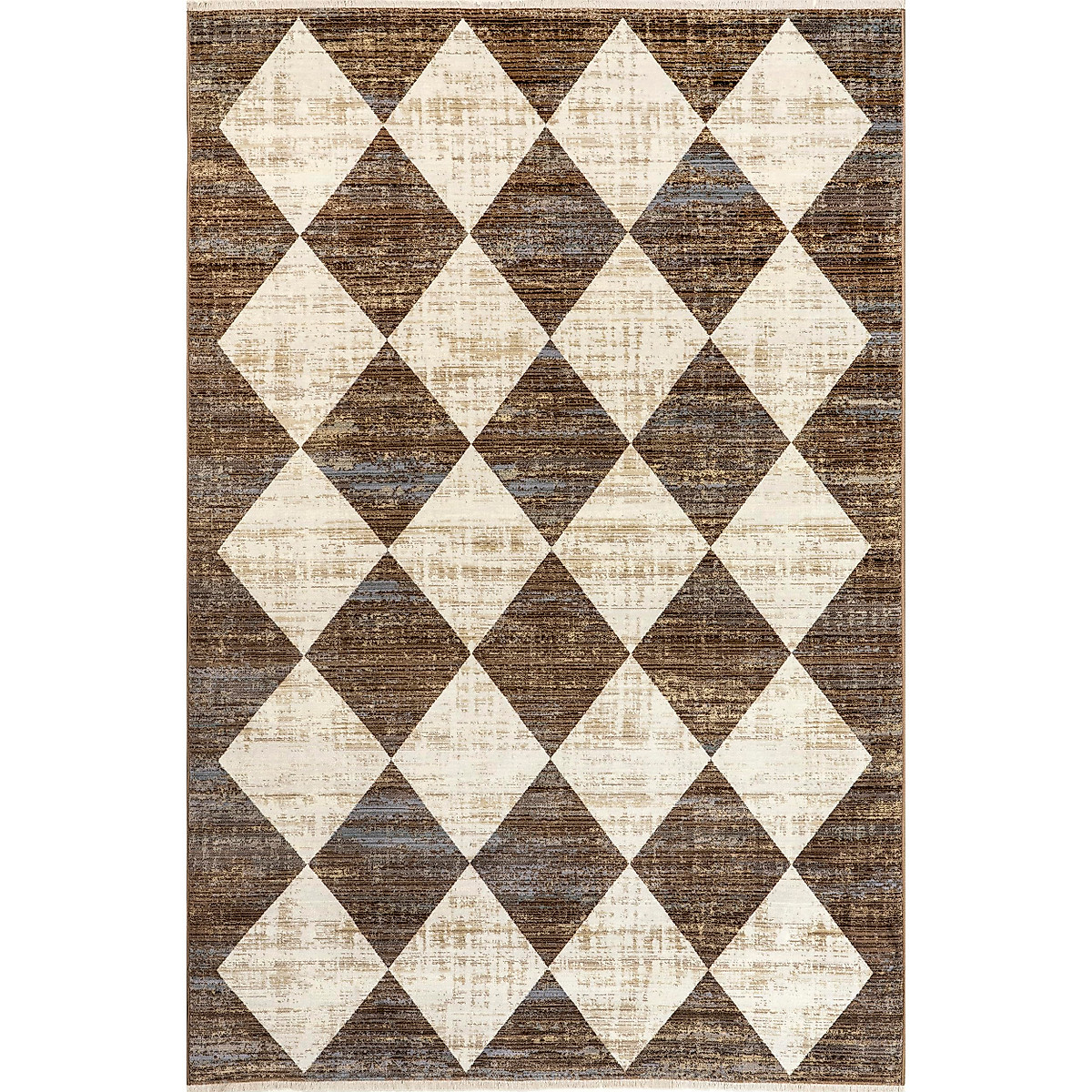 nuLOOM Fringed Performance Indoor Area Rug, Power Loomed, Easy Clean, Durable, Non-Shed, 5' x 8', Meline Beige