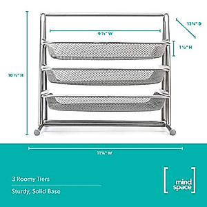Mindspace Desk Organizer Paper Tray with 3 Tier Desktop File Organizer | Office Organizer & Stacking File Holder, Document Organization for Desk | The Mesh Collection, Silver