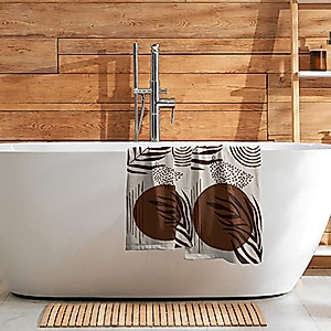 Giwawa Brown Leaves Hand Towels Boho Leaf Soft Thin Bath Towel Set of 2 Highly Absorbent Decorative Kitchen Dish Guest Towel for Spa Gym Hotel