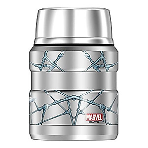 THERMOS Spider Man Spider Man Web STAINLESS KING Stainless Steel Food Jar with Folding Spoon, Vacuum insulated & Double Wall, 16oz