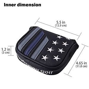 Craftsman Golf Blue Strips Large Square Mallet Putter Cover for Bettinardi BB55 Taylormade Spider Ghost etc.