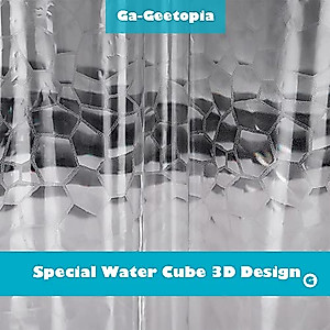 Ga-Geetopia Thin 3D EVA Shower Curtain Liner Water Cube, 72x72 Premium Light Weight Clear Plastic Bathroom Shower Curtain with Rustproof Metal Grommets 3 Magnets for Shower Stall, Bathtubs(No Hooks)