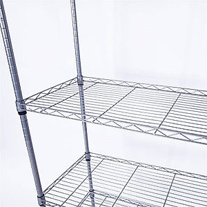 5-Wire Shelving Metal Storage Rack Adjustable Shelves, Multipurpose Metal Wire Rack Storage Shelving Organizer, Standing Storage Shelf Units for Kitchen, Garage, Bathroom, Laundry, Silver