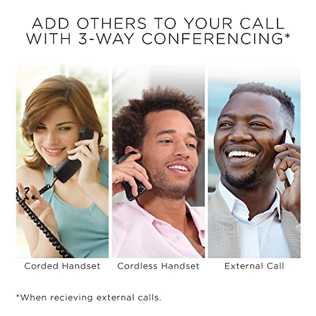 Motorola Voice C42 Corded Phone System + 3 Digital Cordless Handsets w/Answering Machine, Call Block - Black (C4203)