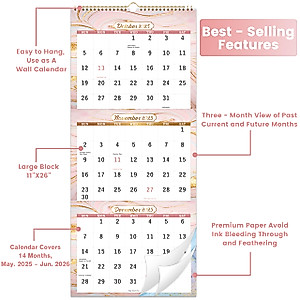 2025-2026 Wall Calendar - 3 Month Calendar 2025-2026, April 2025 - July 2026, 11" x 26", 2025 Calendar (Vertical), Large Monthly Calendar, Lay- Flat, Perfect for Your Busy Schedule