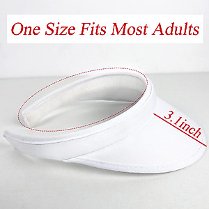 2 Pack Sun Visor Hats Women Men Clip-On Wide Brim Visors Adjustable UV Protection Sunhat Outdoor Sports Golf Tennis Travel Beach Summer Cap White