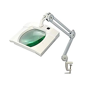 (Glass Lens) Professional LED Magnifying Lamp with Clamp, 7x6 inch Glass Lens, 1200 Lumens 5600K-6000K Daylight Bright 60 SMD LED, Work Light Mounting Bracket Clamp (5 Diopter) BoliOptics MG16302211