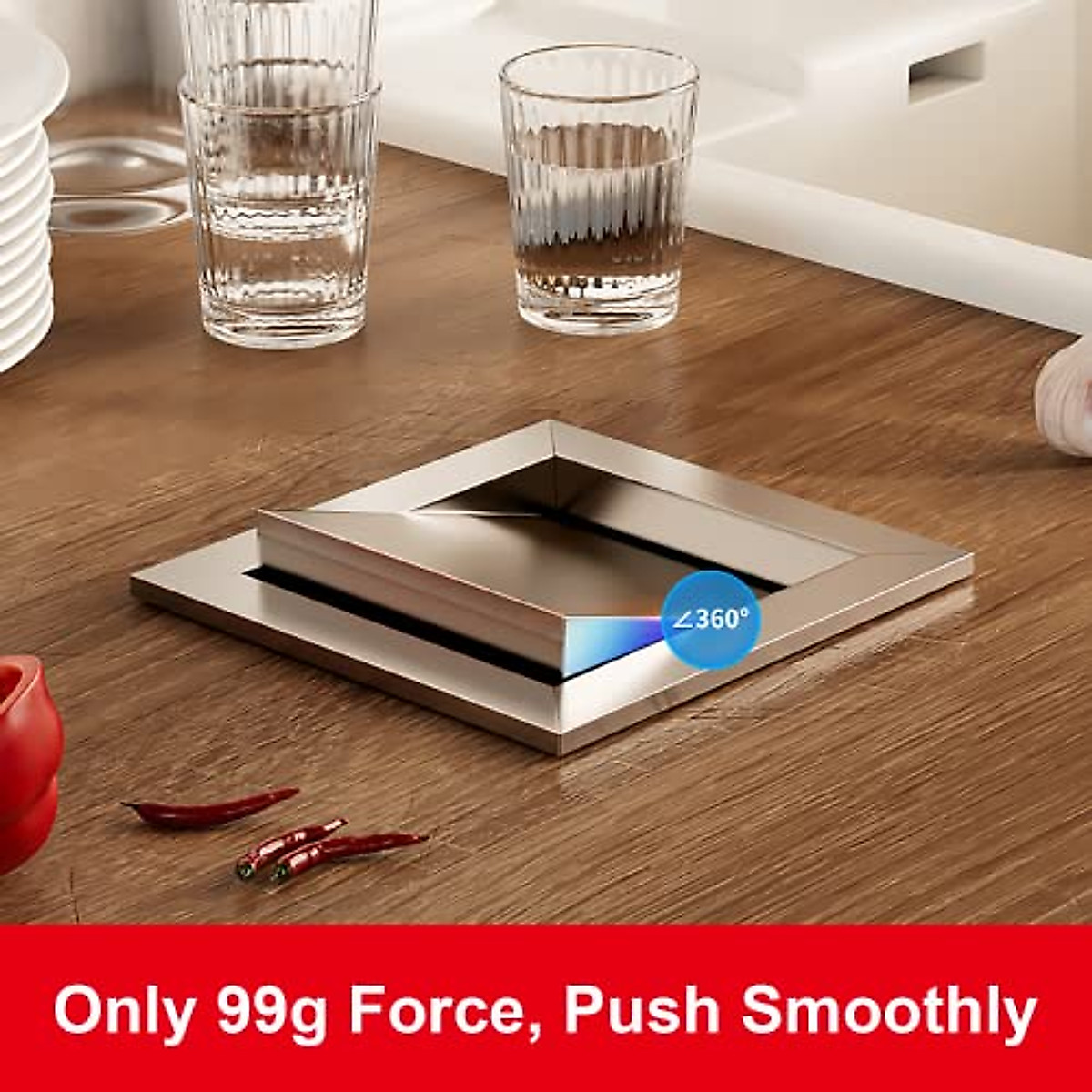 AEGIFT Trash Can Lid Square Trash Chute Built-in Countertop Trash Grommet Stainless Steel Swing Lid Waste Chute for Kitchen & Bathroom