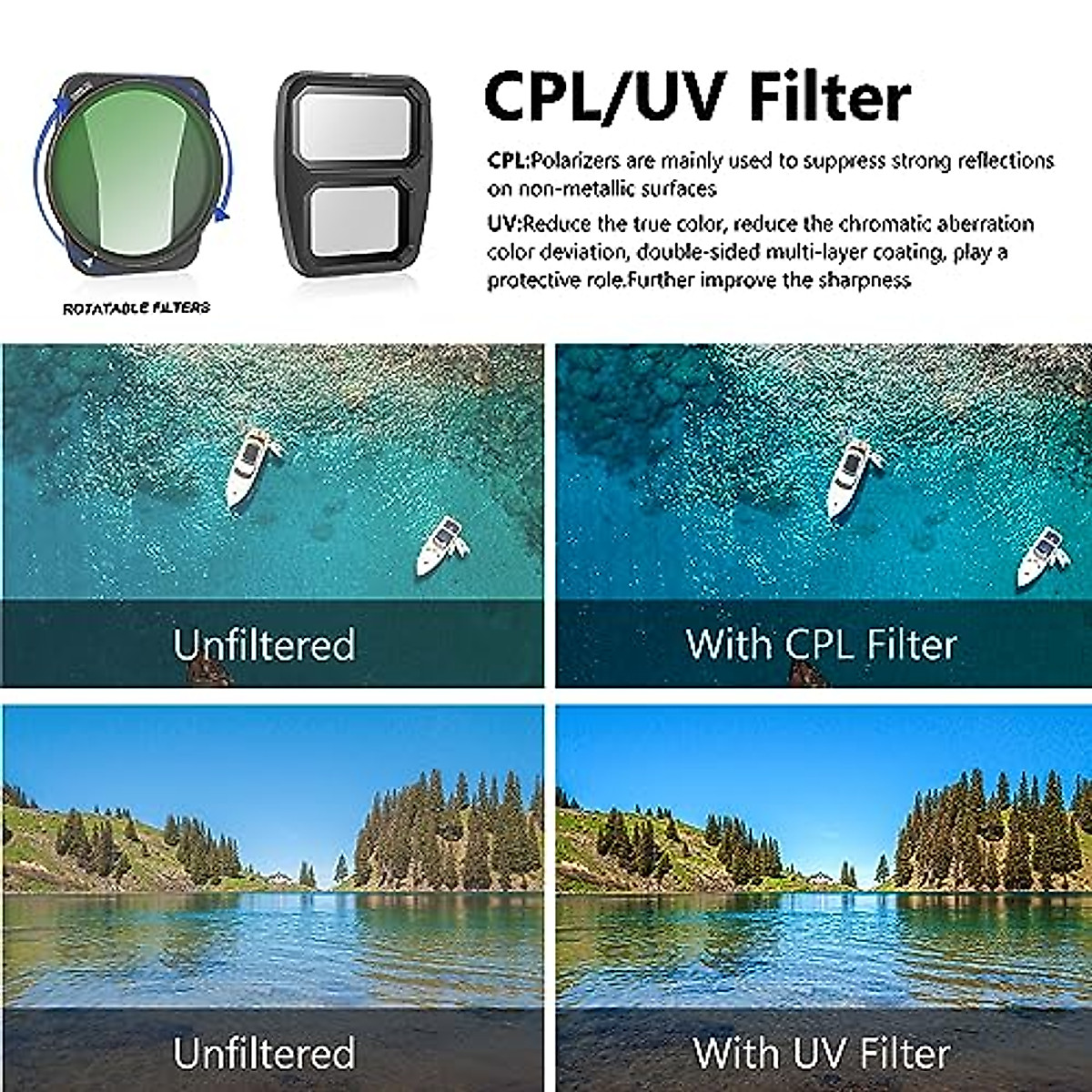 STARTRC ND Filters Set for DJI Air 3 Accessories,6Pack Filters-(UV, CPL, ND8, ND16, ND32, ND64,) (Aluminum Version)