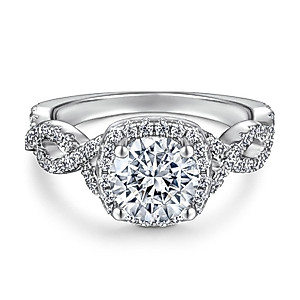 Hoisy Wedding Rings Sterling Silver, Silver Promise Rings for Women Silver Cross Twisted Round Shape Size 6