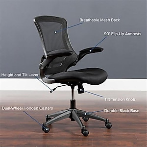 Pemberly Row Contemporary Mid-Back Mesh Office Chair in Black
