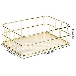 Kuuleyn Wire Mesh Basket, Golden Iron Storage Basket Multifunctional Wire Mesh Desktop Storage Organizer for Home(Small)