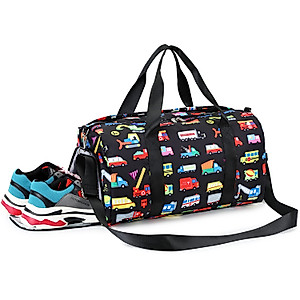Kids Duffle Bag for Boys Girls Water Resistant Small Gym Bag Overnight Weekender Travel Tote with Shoe Compartment and Wet Pocket